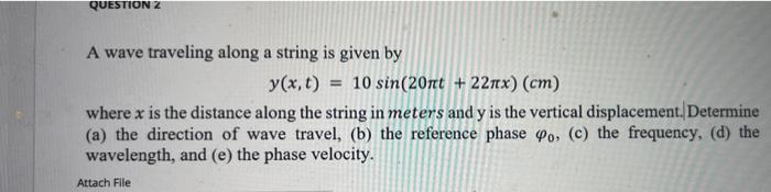 Solved A wave traveling along a string is given by | Chegg.com