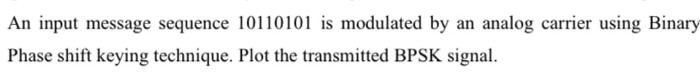 Solved An Input Message Sequence 10110101 Is Modulated By An