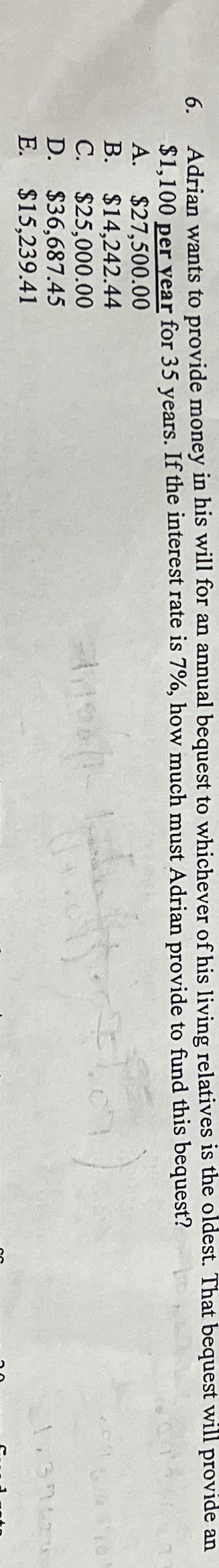 Solved Adrian wants to provide money in his will for an | Chegg.com