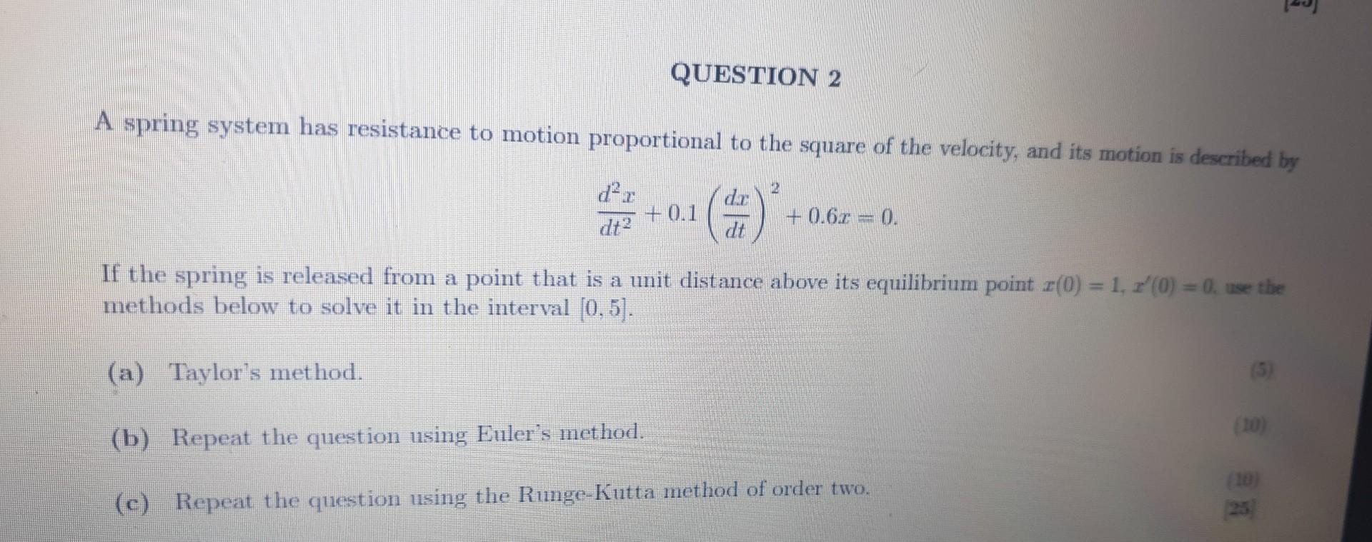 Solved A spring system has resistance to motion proportional | Chegg.com