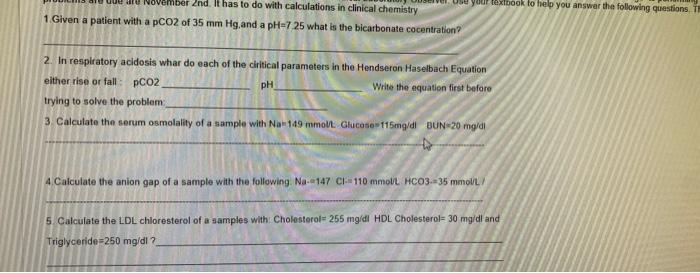 Solved 1. Given a patient with a pCO2 of 35 mmHg.and a | Chegg.com