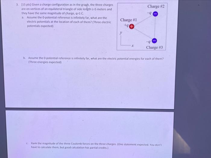 Solved 3. [15 pts] Given a charge configuration as in the | Chegg.com