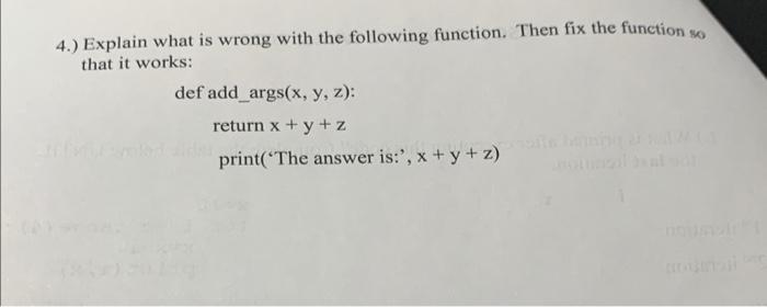 Solved 4.) Explain what is wrong with the following | Chegg.com