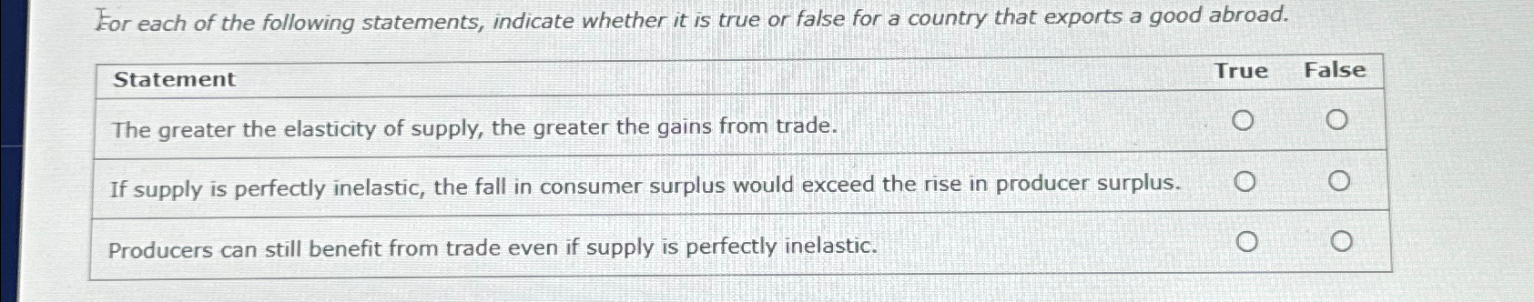 Solved Eor each of the following statements, indicate | Chegg.com