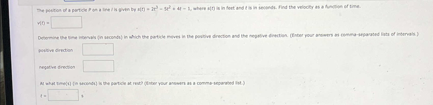 Solved The position of a particle P ﻿on a line I is given by | Chegg.com