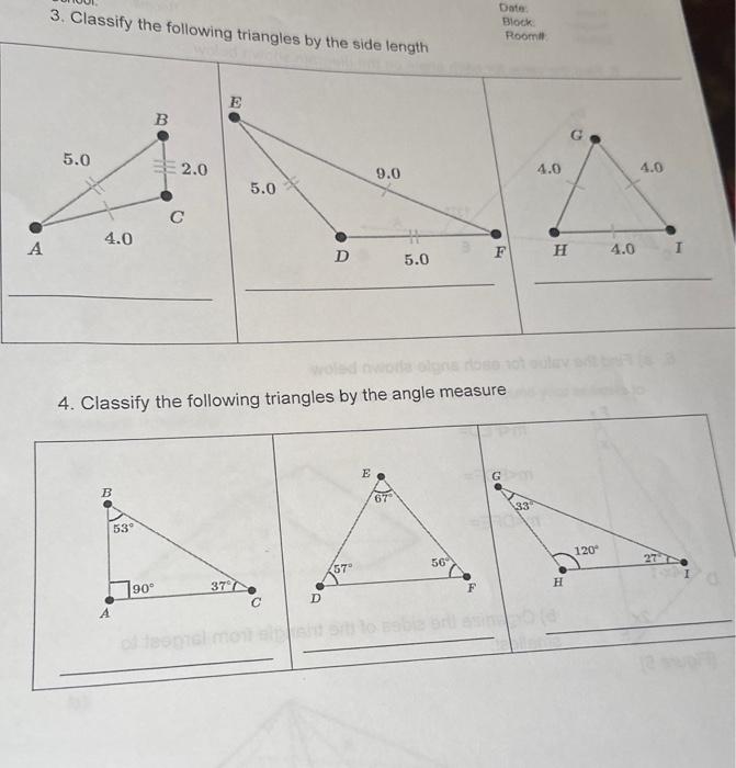 Solved 3. Classify the following triangles by the side | Chegg.com