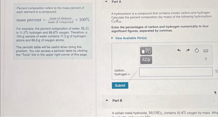 Solved Percent composition reters to the mass percent of | Chegg.com
