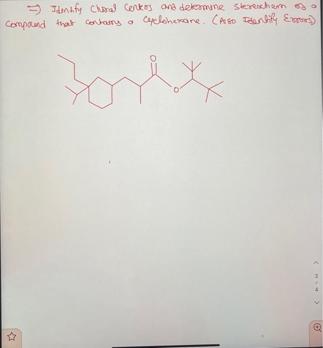 Solved ⇒ Identify Chral cenkrs and determine stereochem of o | Chegg.com