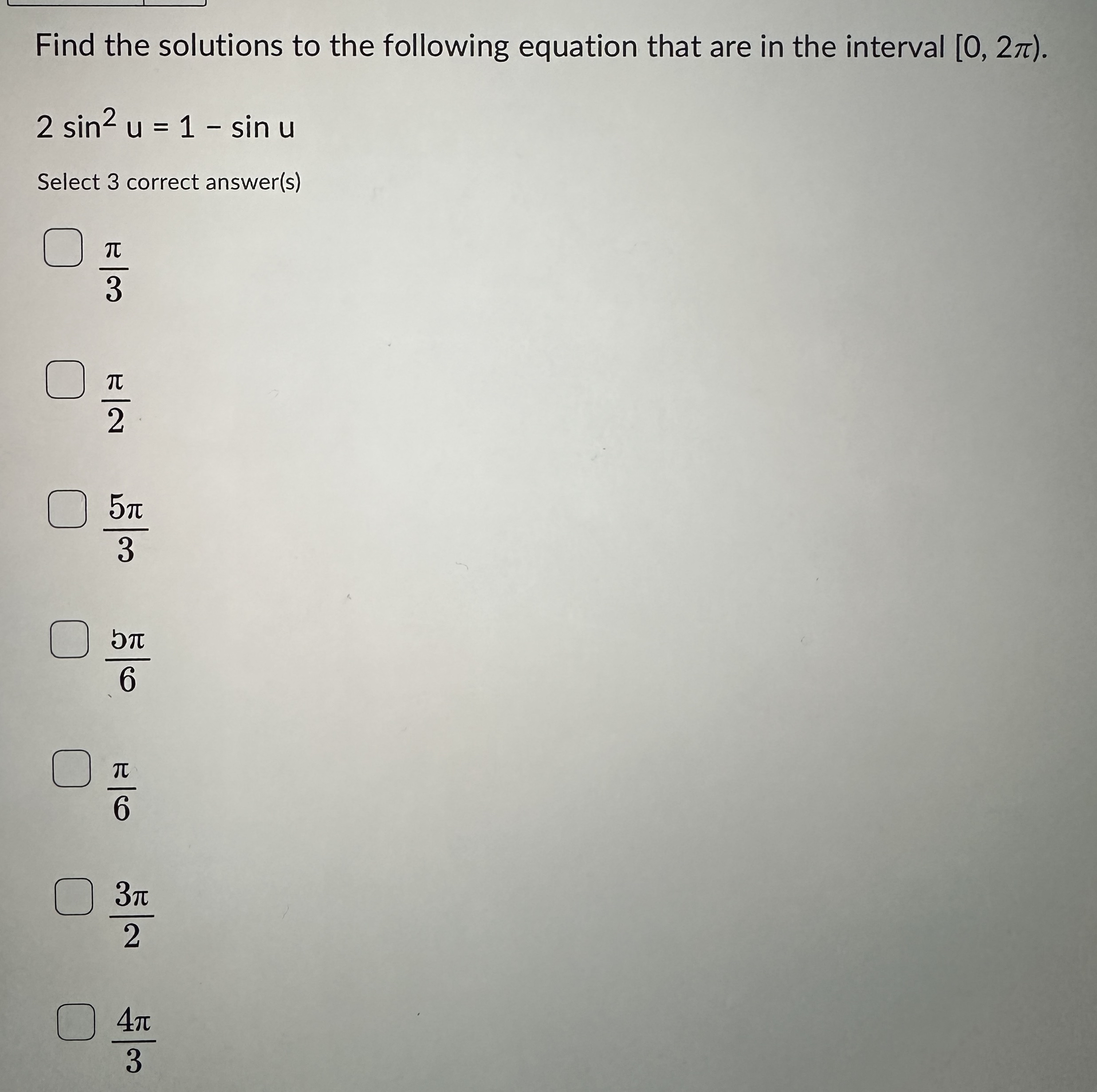 Solved Find the solutions to the following equation that are | Chegg.com