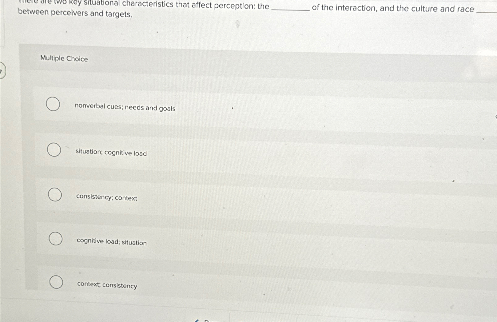 Solved between perceivers and targets.of the interaction, | Chegg.com