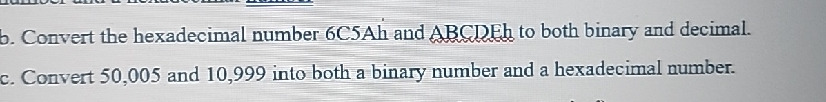 Solved Convert 50,005 ﻿and 10,999 ﻿into both a binary number | Chegg.com