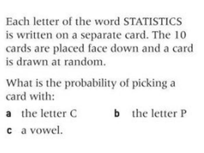 Solved Each letter of the word STATISTICS is written on a | Chegg.com