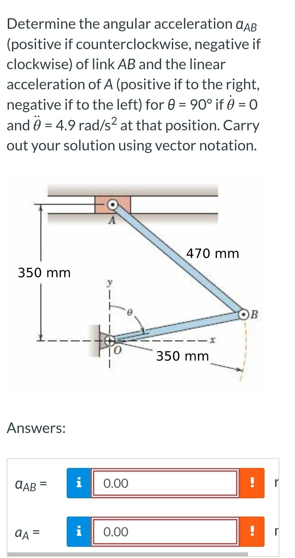 Determine the angular acceleration aAB (positive if | Chegg.com