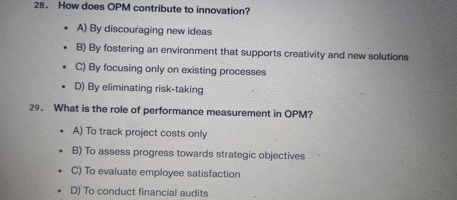Solved How does OPM contribute to innovation?A) ﻿By | Chegg.com