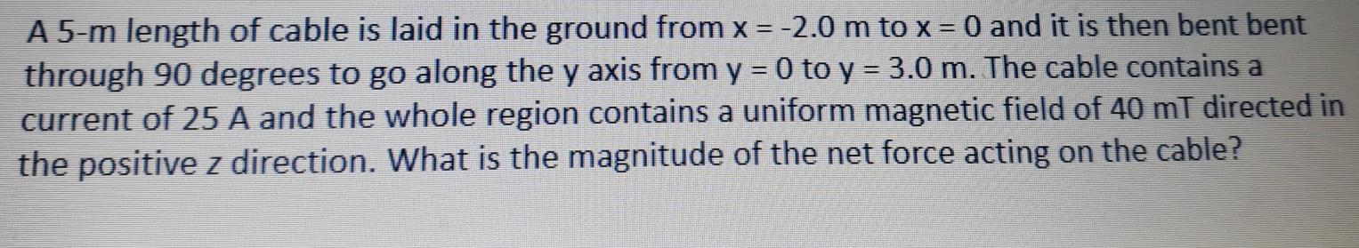 Solved A 5-m length of cable is laid in the ground from x= | Chegg.com