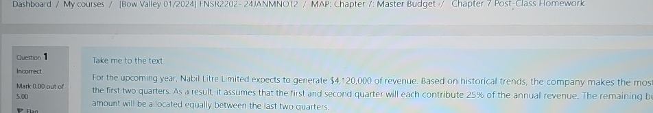 Solved Dashboard / ﻿My courses / [Bow Valley 01/2024] | Chegg.com