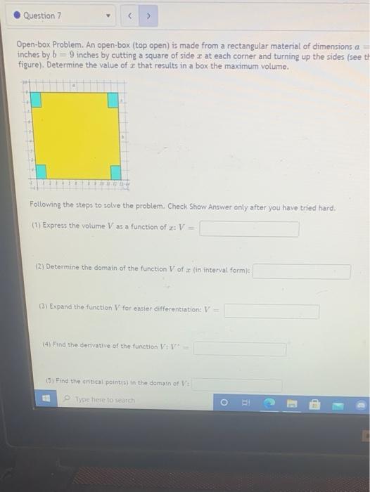 Solved Question 7 > Open-box Problem. An open-box (top open) | Chegg.com