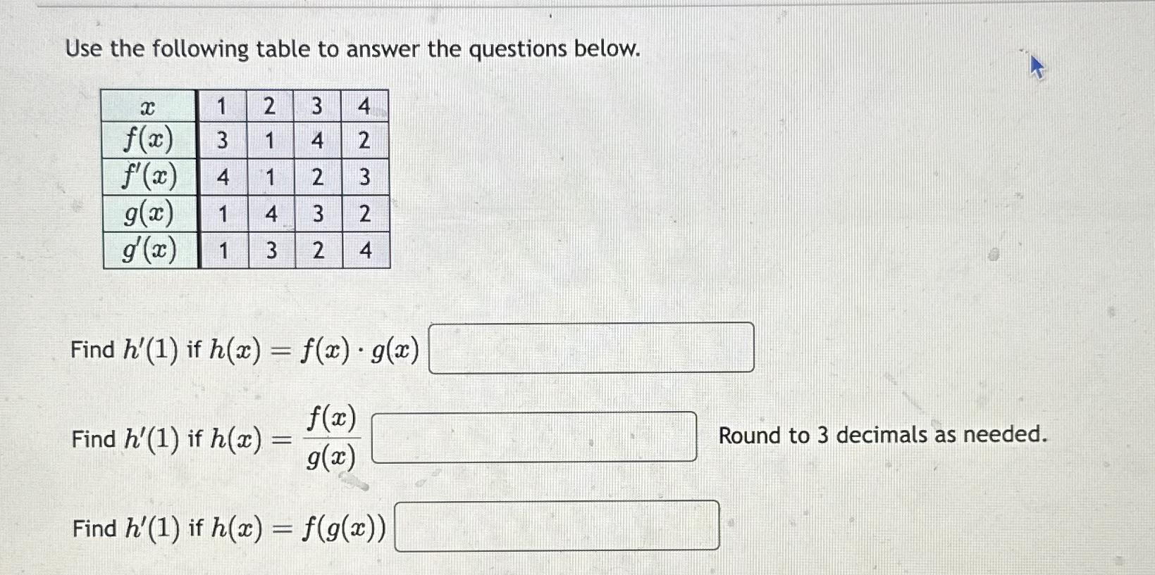 Solved Use the following table to answer the questions | Chegg.com