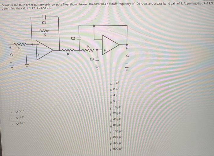 Solved Consider the third order Butterworth low pass filter | Chegg.com