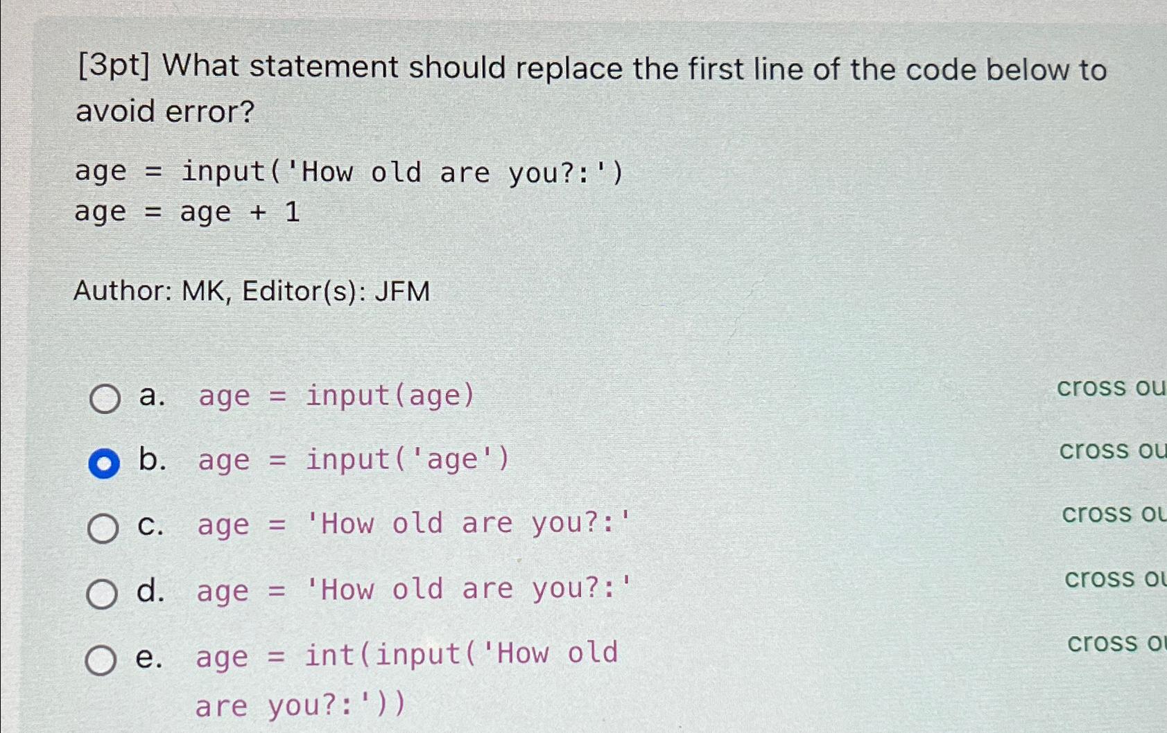 Solved [3pt] ﻿What statement should replace the first line | Chegg.com