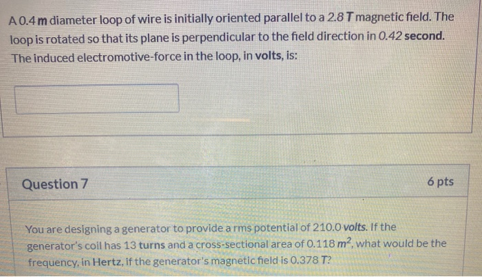 Solved A 0.4 m diameter loop of wire is initially oriented | Chegg.com
