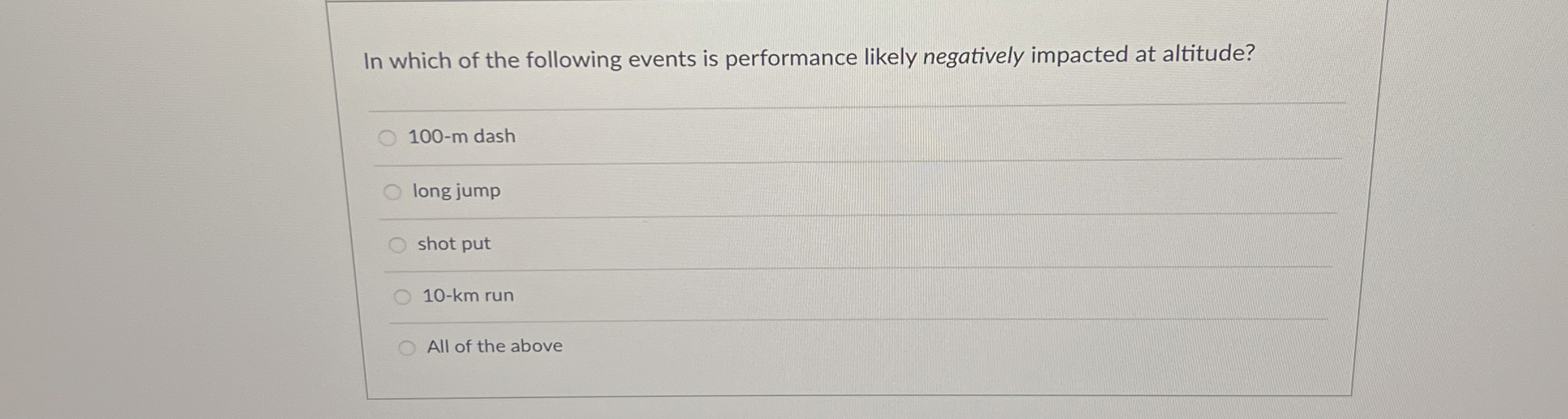 Solved In which of the following events is performance | Chegg.com