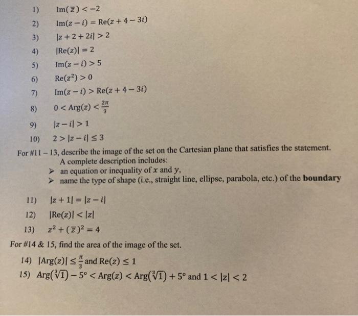 Solved 1) Im(zˉ) 2 4) | Chegg.com