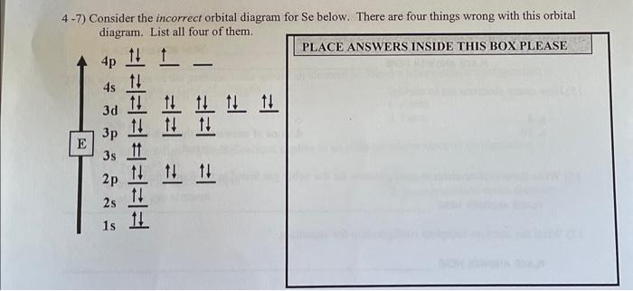 Solved 4 -7) Consider the incorrect orbital diagram for Se | Chegg.com