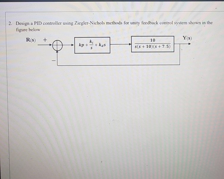 Solved 2. Design a PID controller using Ziegler-Nichols | Chegg.com