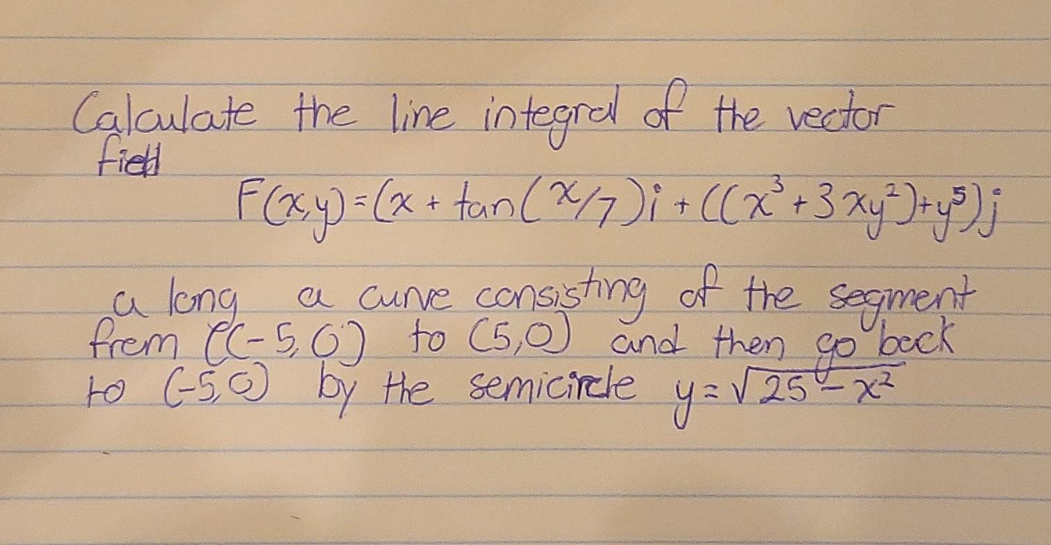 Solved 3 x + Calculate the line integral of the vector field | Chegg.com