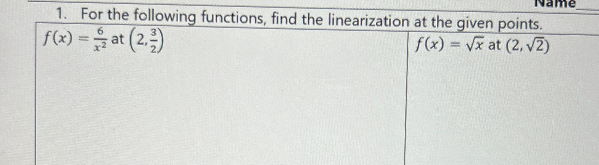 Solved For The Following Functions Find The Linearization
