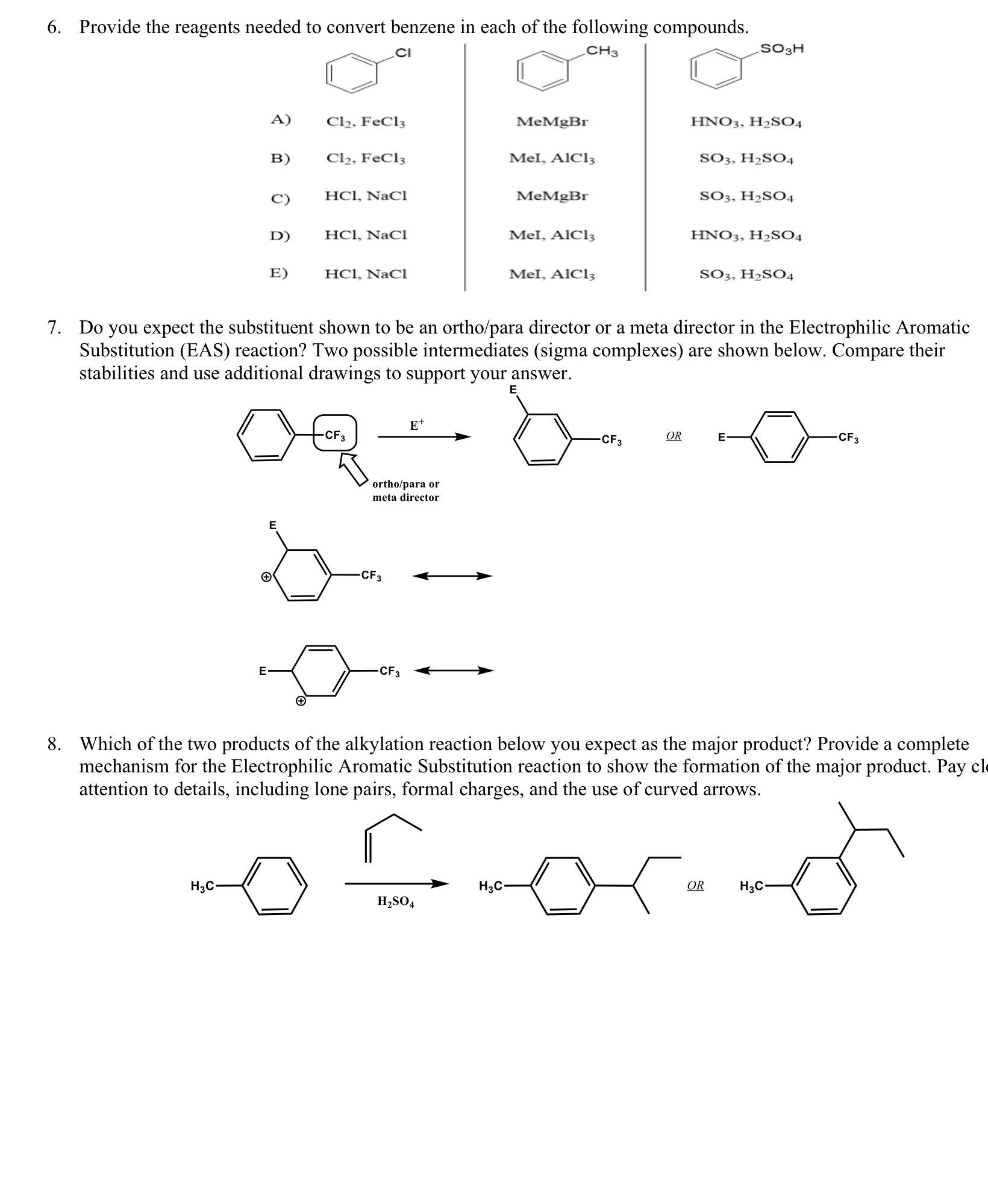 Provide the reagents needed to convert benzene in | Chegg.com