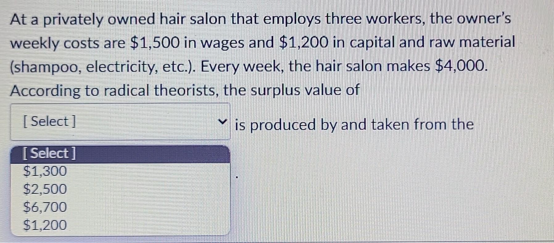 Solved At a privately owned hair salon that employs three | Chegg.com