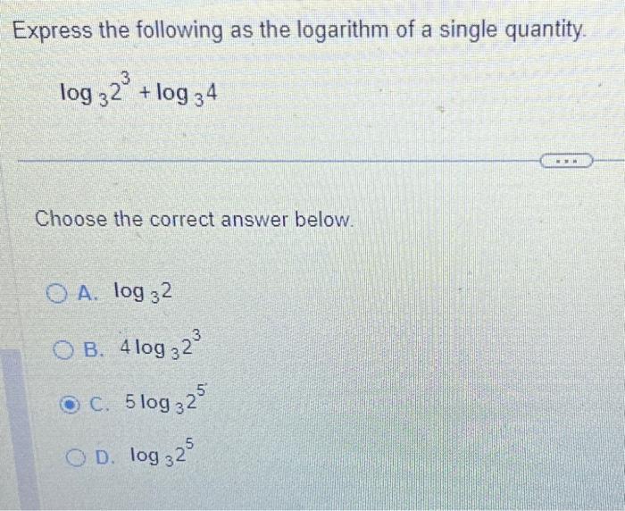 Solved Express the following as the logarithm of a single | Chegg.com