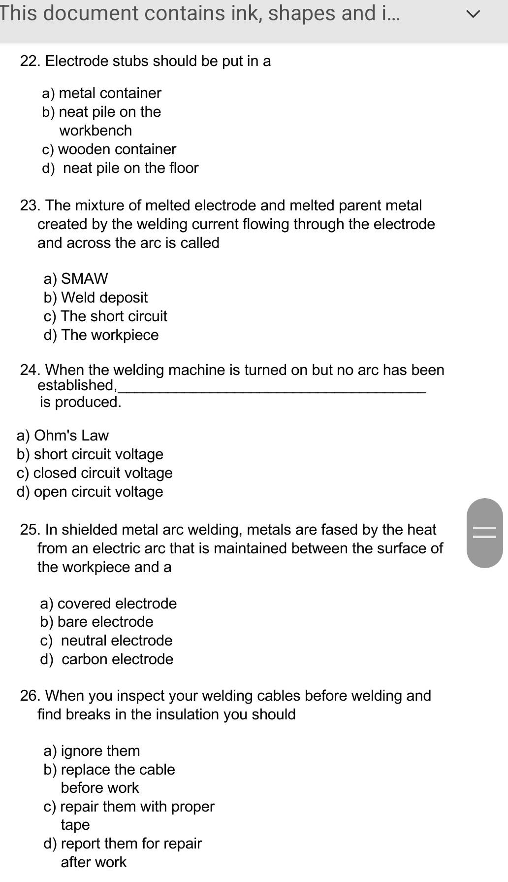 Solved This document contains ink, shapes and i... 22. | Chegg.com