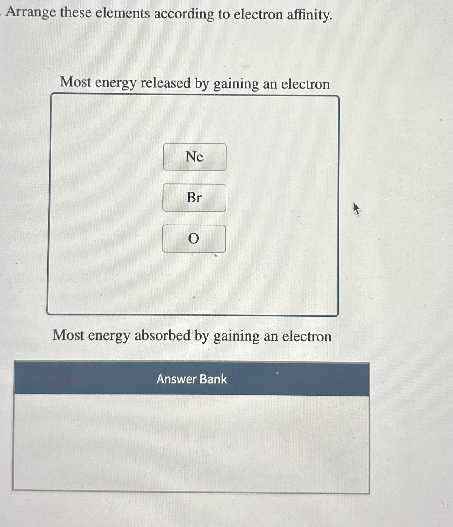 Solved Arrange these elements according to electron | Chegg.com