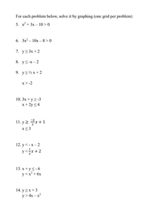 Solved For each problem below, solve it by graphing (one | Chegg.com