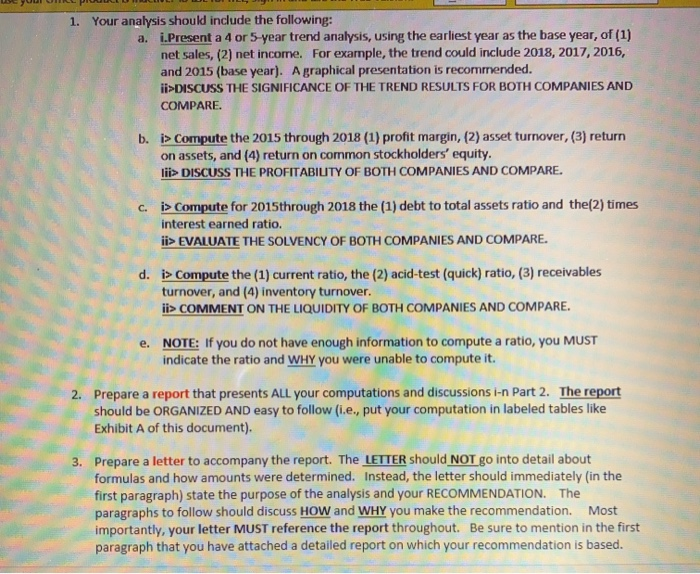 1. Your analysis should include the following: a. | Chegg.com