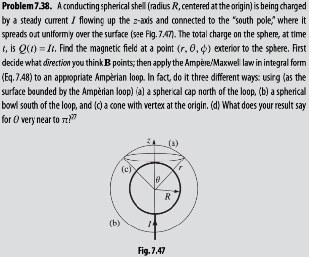 Problem 7.38. ﻿A conducting spherical shell (radius | Chegg.com
