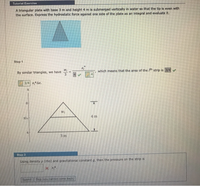 Solved Tutorial Exercise A triangular plate with base 3 m | Chegg.com