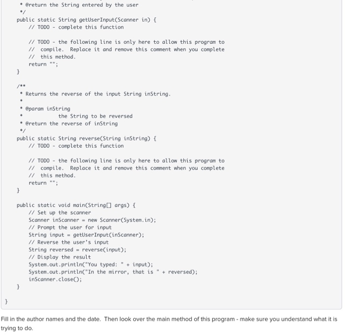 Solved With your partner, you will be writing two methods to | Chegg.com