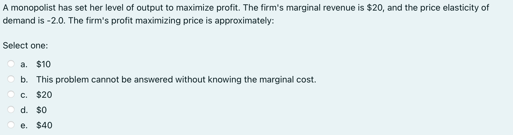 Solved A monopolist has set her level of output to maximize | Chegg.com