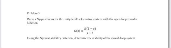 Solved Problem 3Draw a Nyquist locus for the unity-feedback | Chegg.com