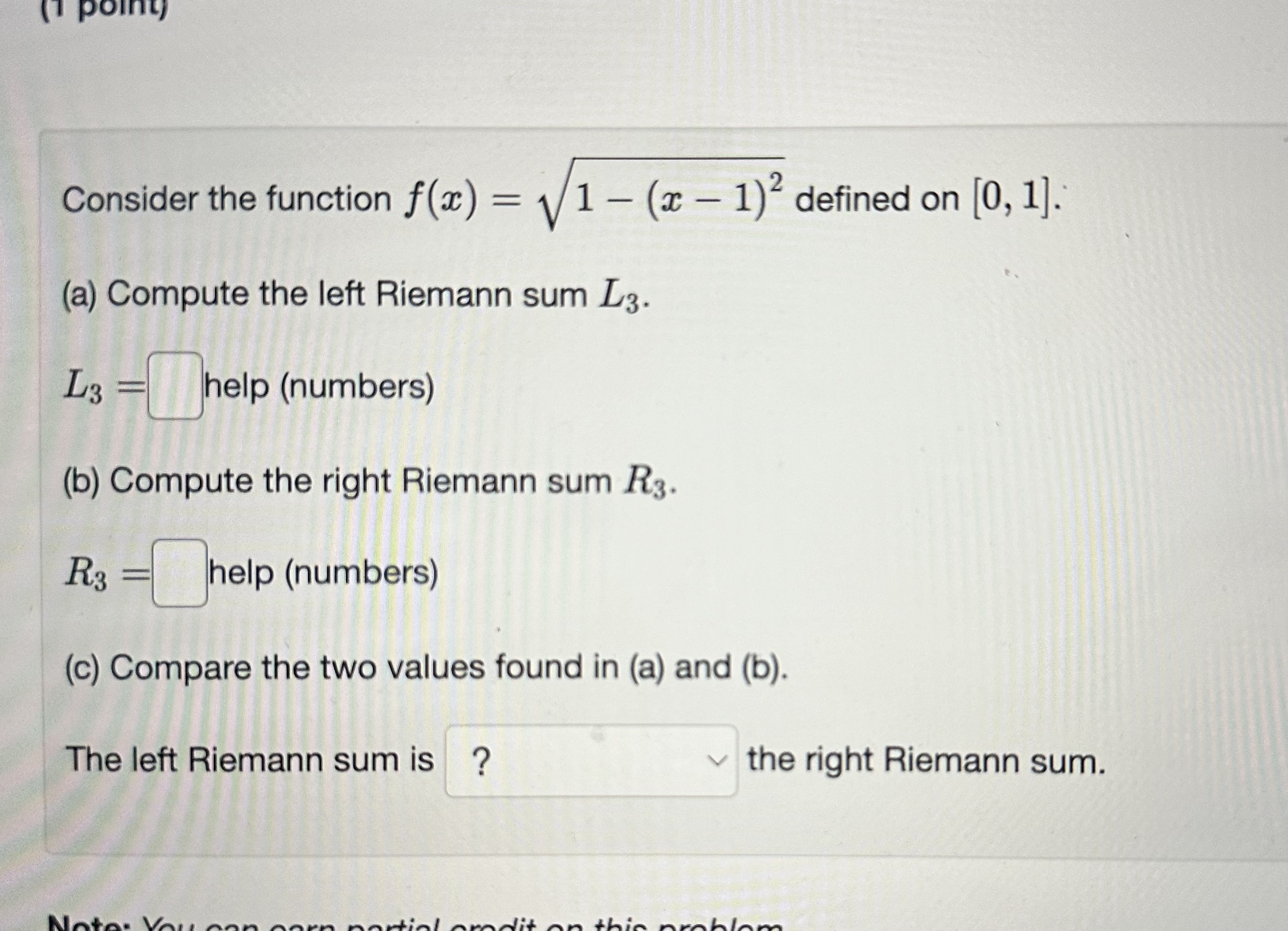 Solved Consider the function f(x)=1-(x-1)22 ﻿defined on | Chegg.com