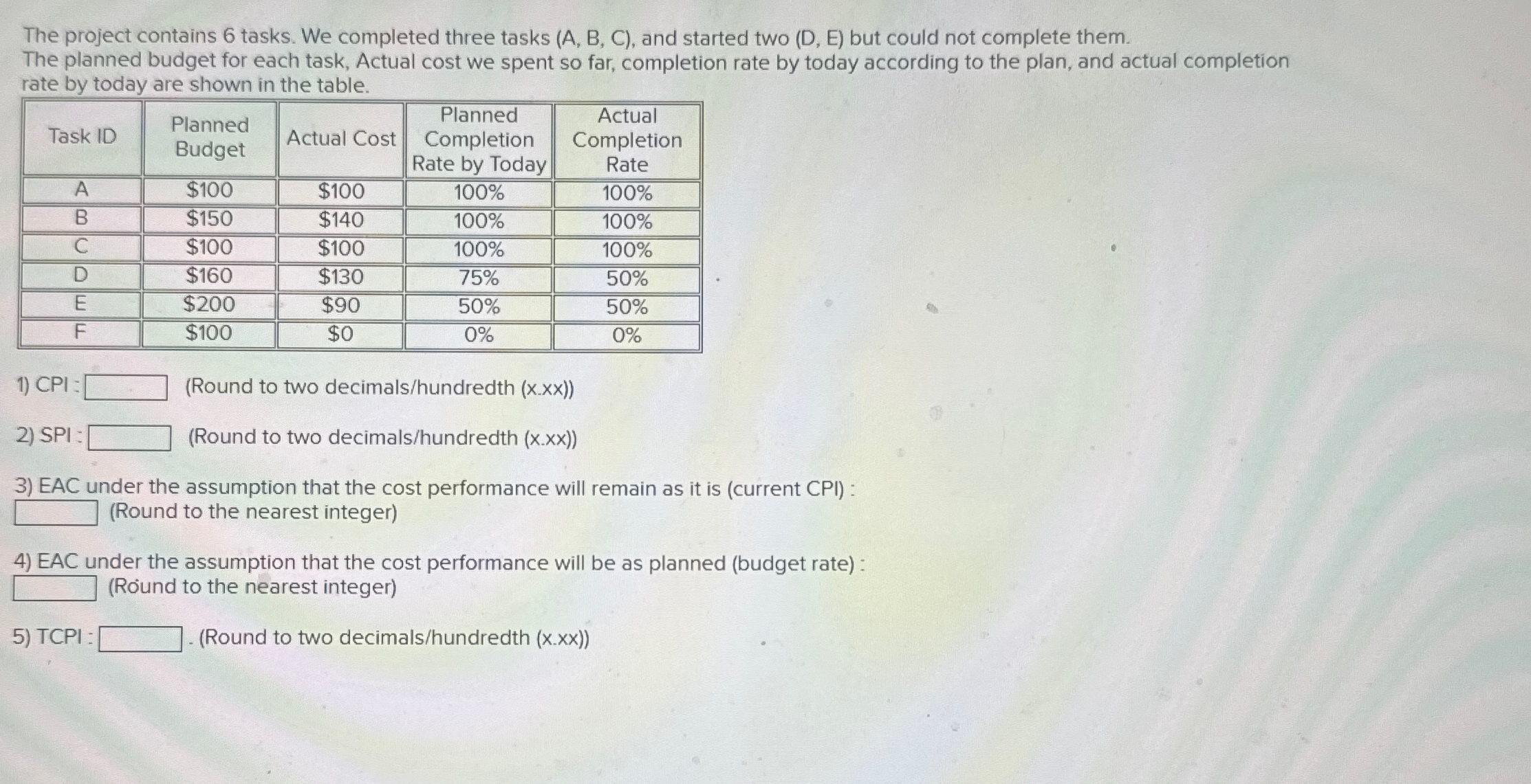 Solved The project contains 6 ﻿tasks. We completed three | Chegg.com