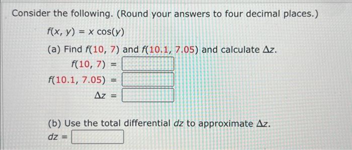 Solved Consider the following. (Round your answers to four | Chegg.com
