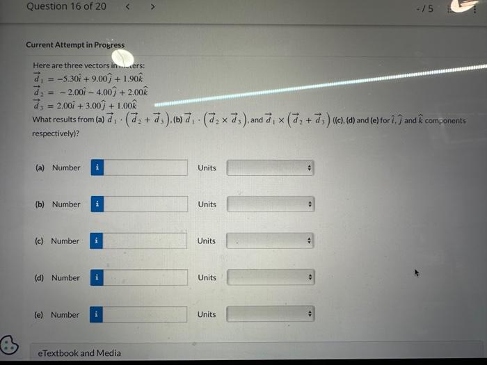 Solved Current Attempt in Progress Here are three vectors in | Chegg.com