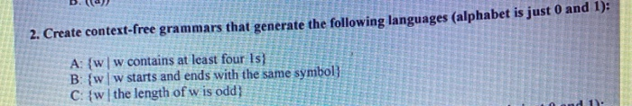 Solved 2. Create context-free grammars that generate the | Chegg.com