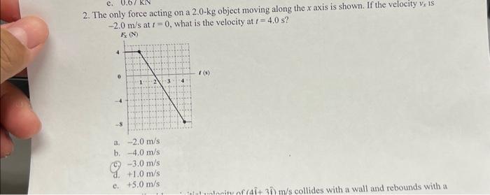 Solved 2 The Only Force Acting On A 2 0−kg Object Moving