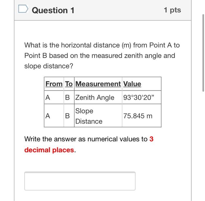 Solved A surveyor uses a total station to measure the zenith | Chegg.com
